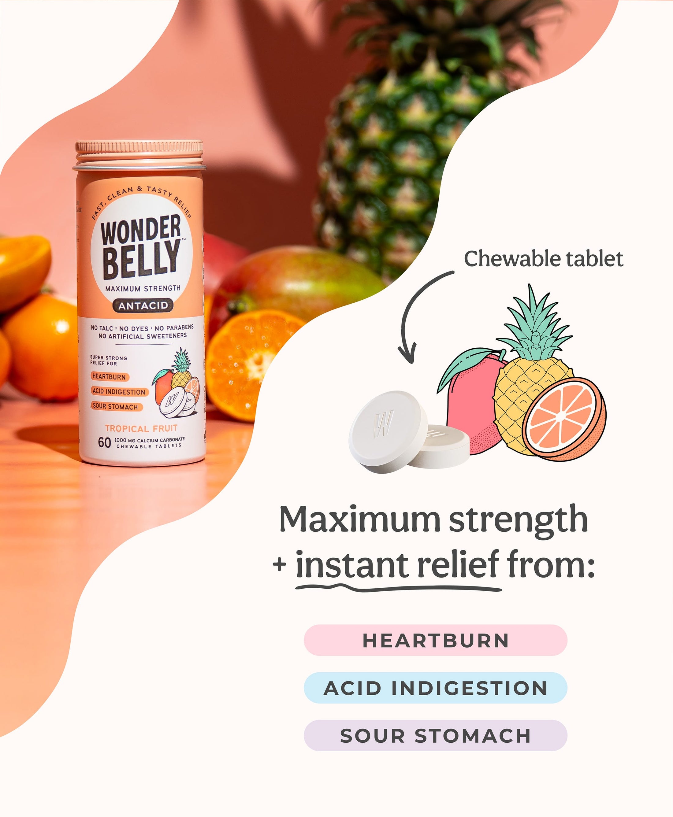 Wonderbelly Antacid™ - Strawberry Milkshake Flavor - Heartburn Relief